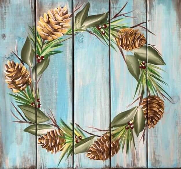 Joyful Art Acrylic Wreath Painting Workshop - Sonoma Harvest